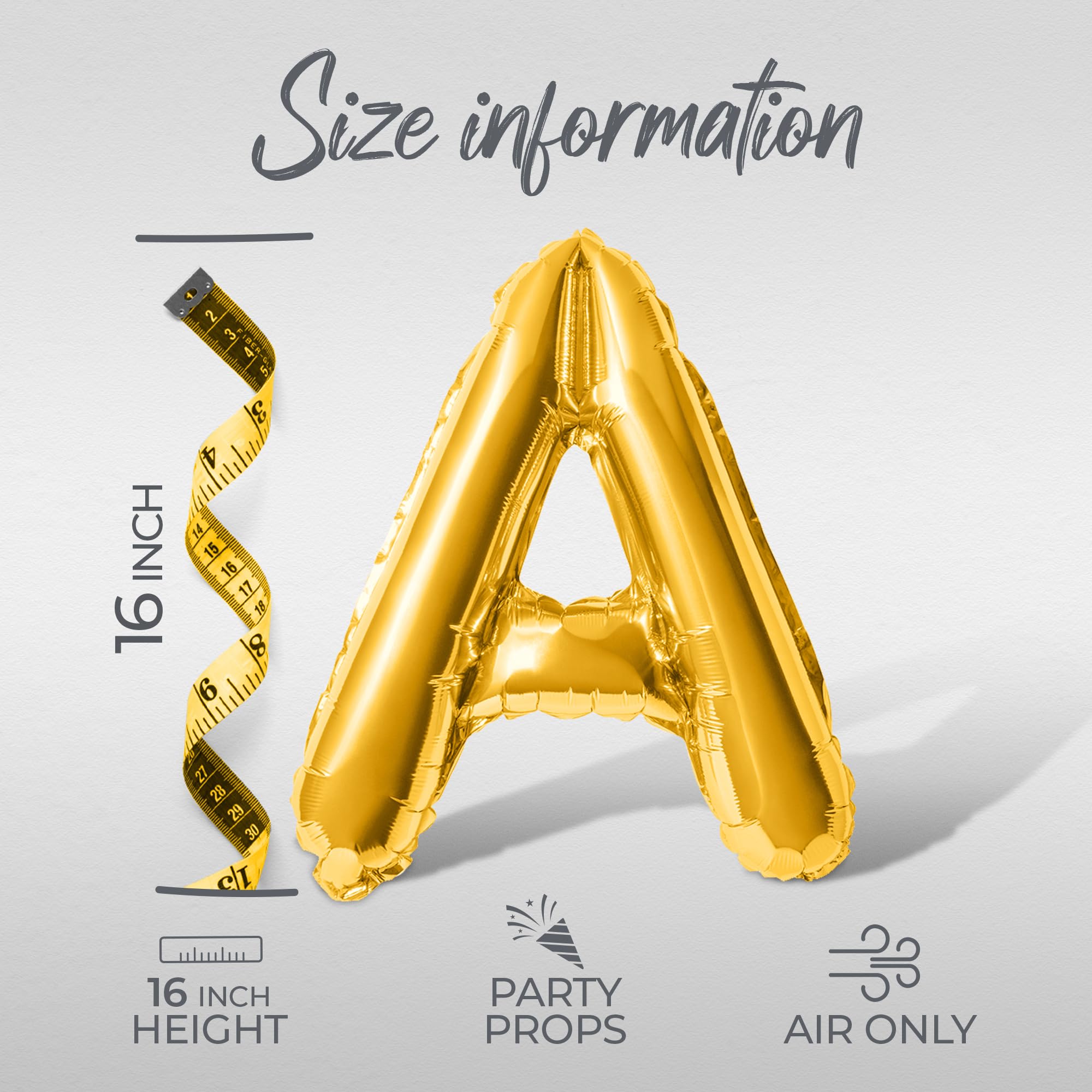 Letter Balloons - PARTY ANIMAL 16" Inch Alphabet Letters Foil Mylar Balloon Kids Birthday Party Balloon Banner (Gold)