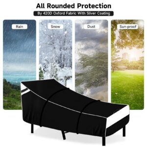 NEVERLAND Waterproof Patio Lounge Chair Cover, Outdoor Chaise Lounge Covers with Heavy Duty Material, 420D Waterproof Outdoor Chairs Cover 82L x 57W x 32H inch Black (2 PACK)