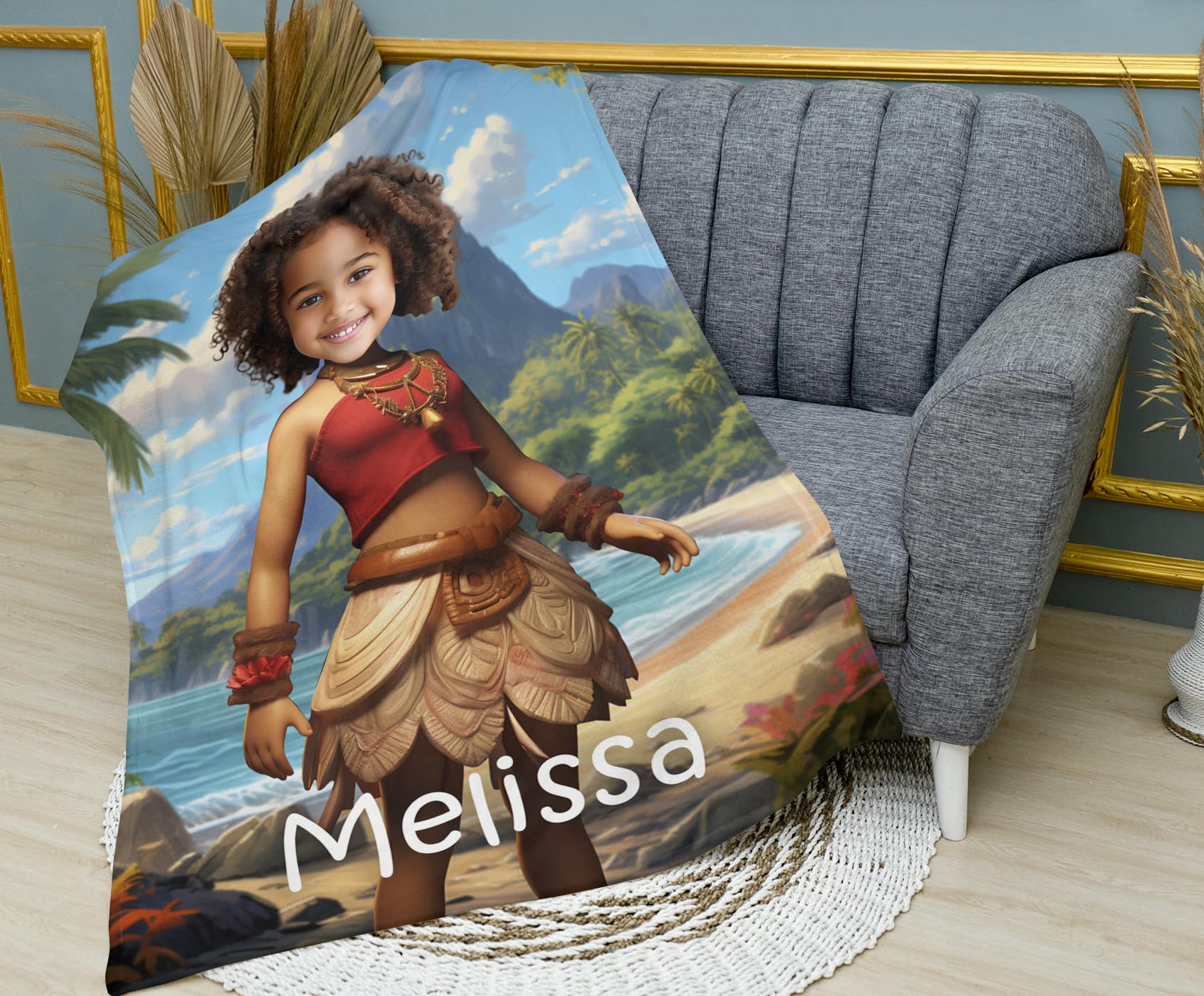 Custom Blanket with Pictures, Kids Photo Blanket, Princess Gift for 5 Year Old Girl, Personalized Gifts for a Birthday Christmas, 30 x 40 Photo Blankets Custom Print, Meaningful Gifts for Her KC47