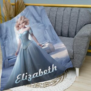 Custom Blanket for Kids, Queen Elza Personalized Photo Blankets, Gifts for 8 Year Old Girl, 30 x 40 Blanket with Name and Face, Coolest Gift Ideas for Girls Daughter Niece Granddaughter Sister KC46