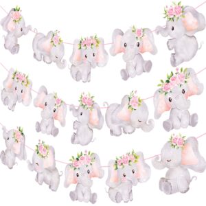 elephant party banner 3pcs elephant birthday banners pink elephant baby shower decoration for girl floral elephant birthday party decoration elephant animals themed party supplies