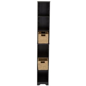 The Lakeside Collection Slim Decorative Shelving Unit or Set of 2 Baskets - Black Shelving Unit