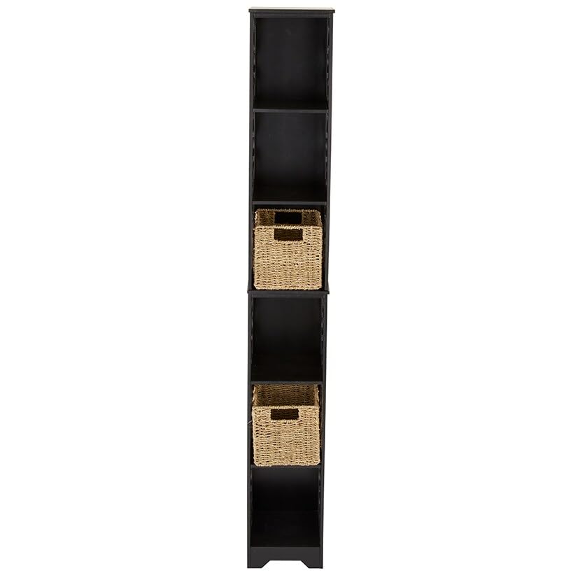 The Lakeside Collection Slim Decorative Shelving Unit or Set of 2 Baskets - Black Shelving Unit