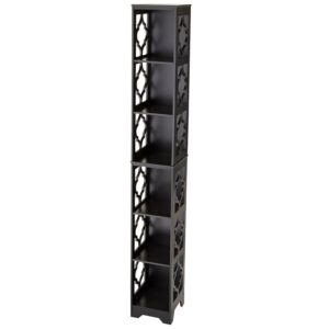 the lakeside collection slim decorative shelving unit or set of 2 baskets - black shelving unit