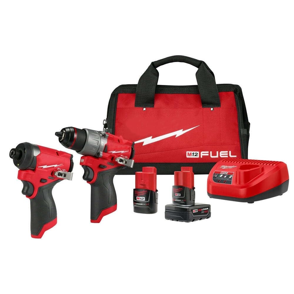 3497-22 For Milwaukee M12 FUEL 12V Cordless Li-Ion 2-Tool Combo Kit w/ 2 Batteries