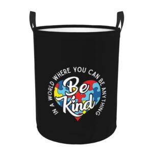 autism in a world where you can be anything be kind laundry basket round portable storage box organizer laundry basket portable laundry organizer