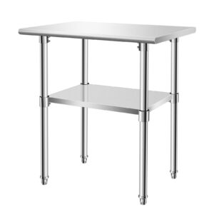 kodom food prep stainless steel table 30" x 24", heavy duty workbench with adjustable under shelf, commercial worktable for kitchen, restaurant, home and hotel