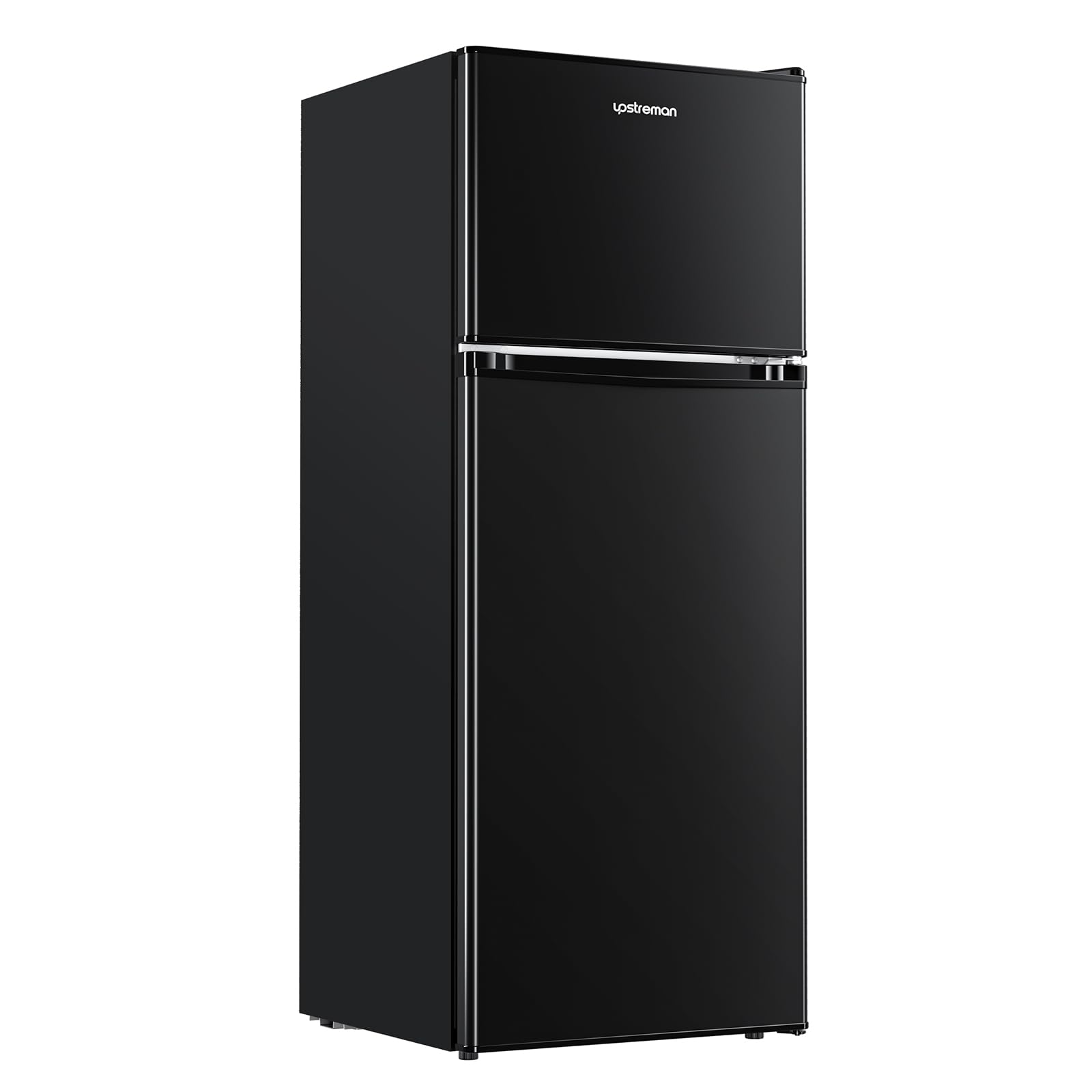 Upstreman 4.0 Cu.Ft. Small Refrigerator with Freezer, Dorm Essentials, Double Door Mini Fridge for Office, Dorm, Bedroom, Adjustable Thermostat, Large Capacity, Black-BR401