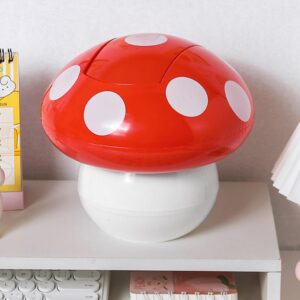 Cabilock Mushroom Trash Can Mini Trash Can with Lid Mushroom Basket Countertop Mini Garbage Cans Cute Mini Trash Can Pen Cup Holders for Desktop, Bedroom, Offices