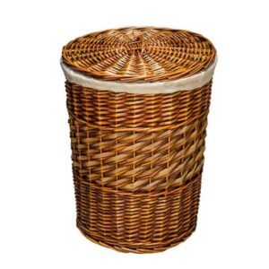 rattan laundry hamper with lid with liner bag, round wicker large laundry hamper for organizing clothes children's toys books (color : brown, size : 42 * 50cm)