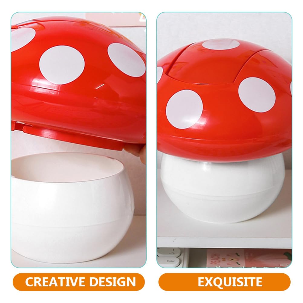 Cabilock Mushroom Trash Can Mini Trash Can with Lid Mushroom Basket Countertop Mini Garbage Cans Cute Mini Trash Can Pen Cup Holders for Desktop, Bedroom, Offices