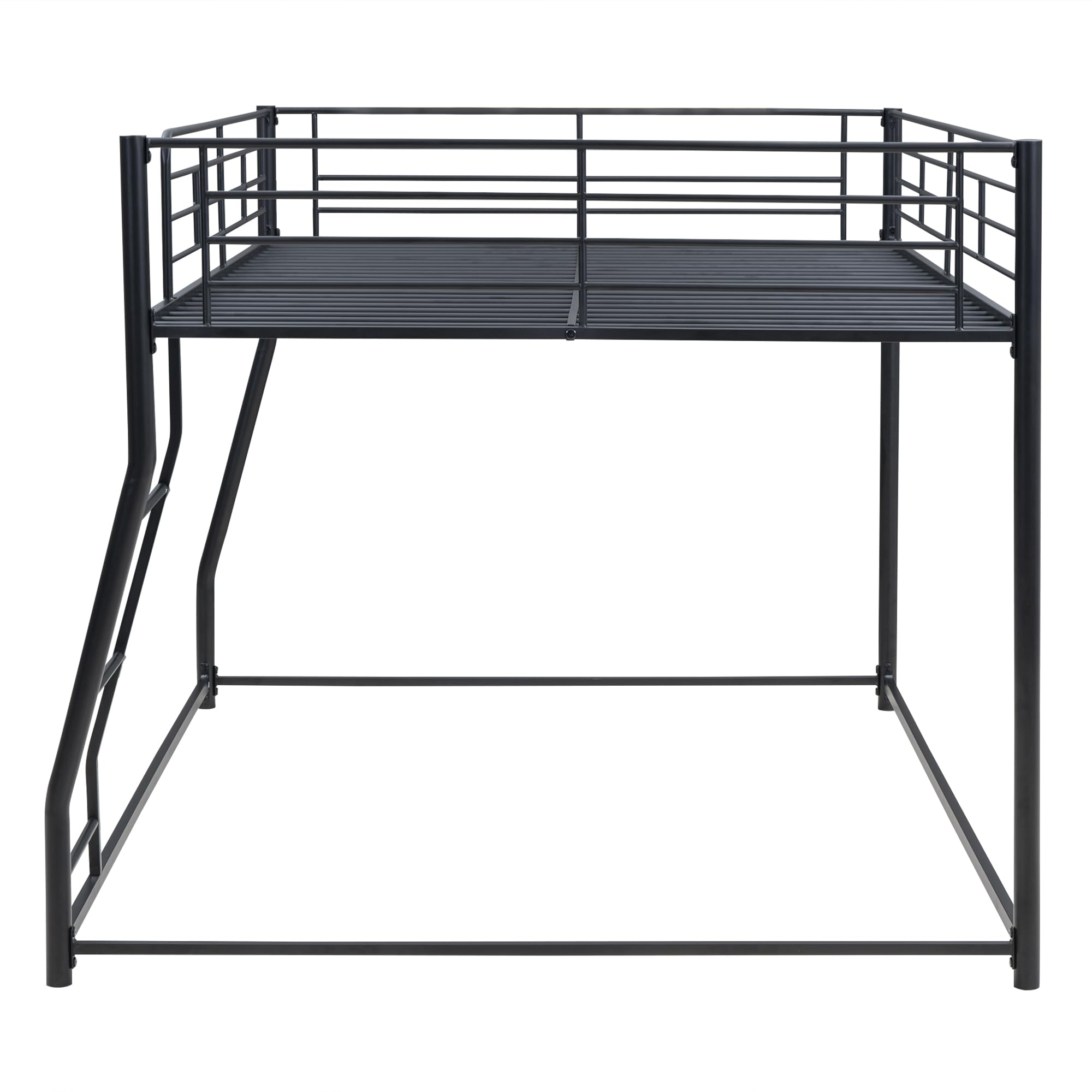 Harper & Bright Designs Full XL Over Queen Bunk Beds, Heavy-Duty Metal Floor Bunk Bed Frame with Ladder for Kids Boys Girls Teens,Black