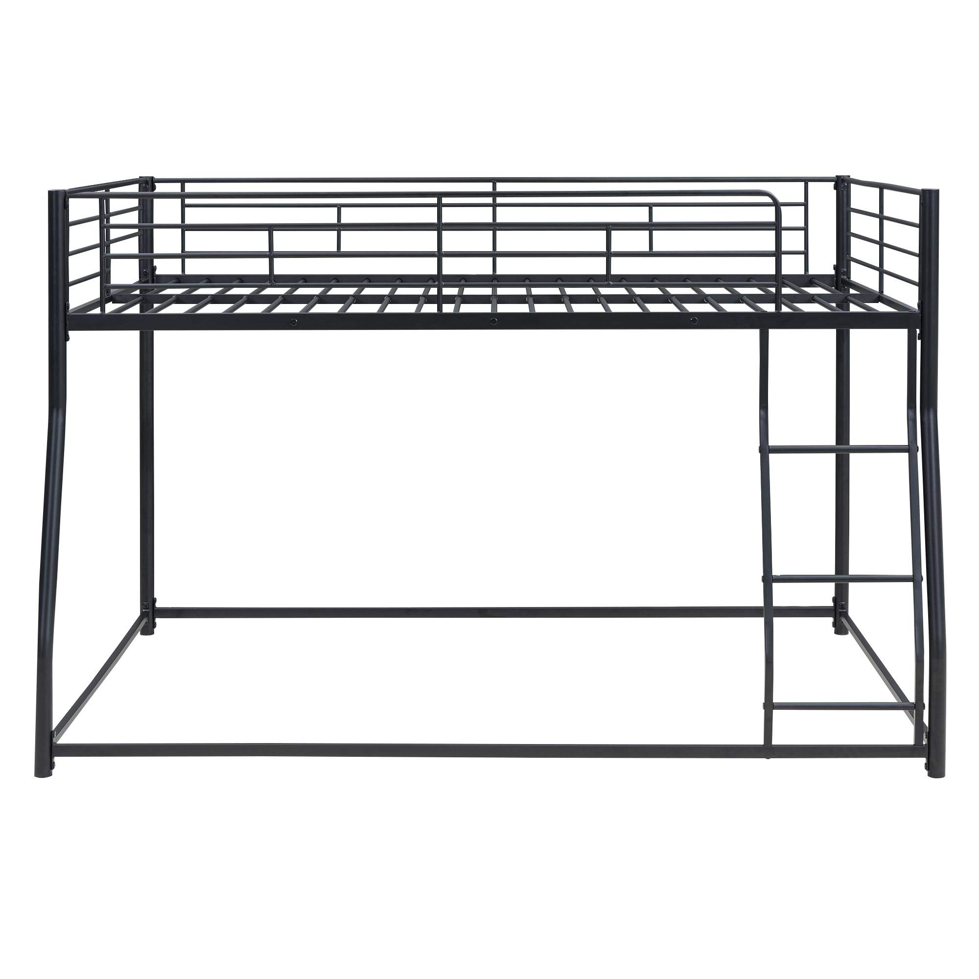 Harper & Bright Designs Full XL Over Queen Bunk Beds, Heavy-Duty Metal Floor Bunk Bed Frame with Ladder for Kids Boys Girls Teens,Black