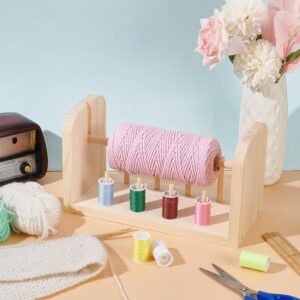 INFUNLY Wooden Spools Sewing Storage Yarn Holder for Crocheting Rotating Yarn Spool Holder Horizontal Wooden Yarn Holder Dispenser Multifunctional Beech Thread Rack Organizer for Crochet and Knitting