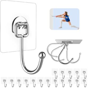 strjobaili 20 pack large adhesive hooks for 44 lb(max) hanging heavy duty, self adhesive sticky hooks waterproof stainless steel wall hooks for home bathroom shower kitchen outdoor utility hooks