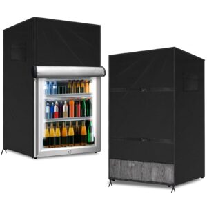 coldairsoap outdoor refrigerator cover outdoor dustproof freezer covers for protecting upright freezers/beverage refrigerator compact 3.0 cubic foot freezer covers outdoor (black, 22" x 23" x 34")