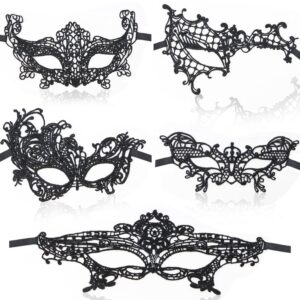 tcotbe 5 pieces women sexy lace masquerade masks, masquerade mask womens lace eye mask, for halloween, masquerade party, thememed party, venetian party, mardi gras