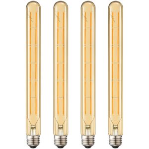 leools t300 led long bulbs,12w dimmable tubular bulb,100 watt equivalent,e26 edison style vintage led filament light bulb,amber glass,2700k warm white,11.8inch(300mm) tall t10 light bulbs,4-pack.