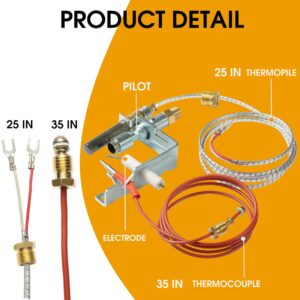 R-3624 14D0473 55464 PP231 103779-01 NG8218 NG ODS Milivolt Fireplace Pilot Assembly Replacement CIVF-25C CIVF-25 VFH-33M VFHS-20R Thermopile Thermocouple Compatible with Desa FMI Empire Majestic