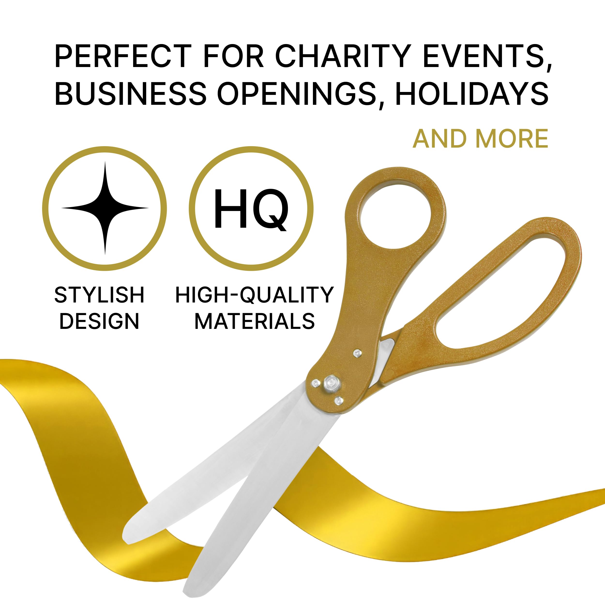 Grand Opening Ceremony Kit – Gold Scissors 20'' for Ribbon Cutting Grand Opening Ribbon and Scissor for Special Events 20 Inch Giant Scissors Gold with Gold Ribbon for Inaugurations and Ceremonies