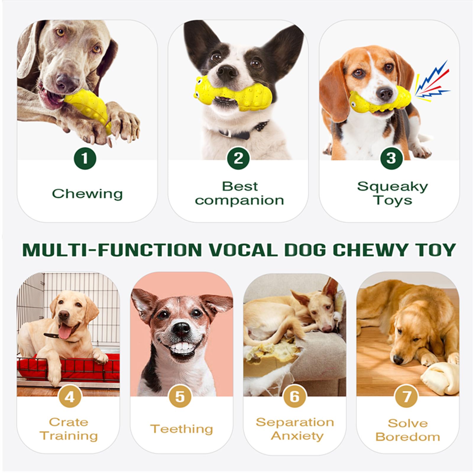 GUIASIPULE Indestructible Dog Toy for Aggressive Chewers, Extremely Tough Dog Toy for Large Breeds, Durable and Tough Latex Toy for Medium/Large Breeds,Gifts for Dogs,Yellow