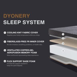 Dyonery Queen Firm Mattress 14 Inch, Copper Memory Foam Mattress in a Box, Cooling Knit Fabric Cover, CertiPUR-US Certified, Pressure Relief, Made in USA, 60”x80”x14”, Black