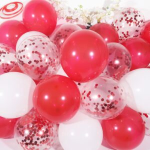 red balloons party decorations, 50 pcs 12 in birthday decorations for girls, happy birthday balloons with red balloons and white balloons