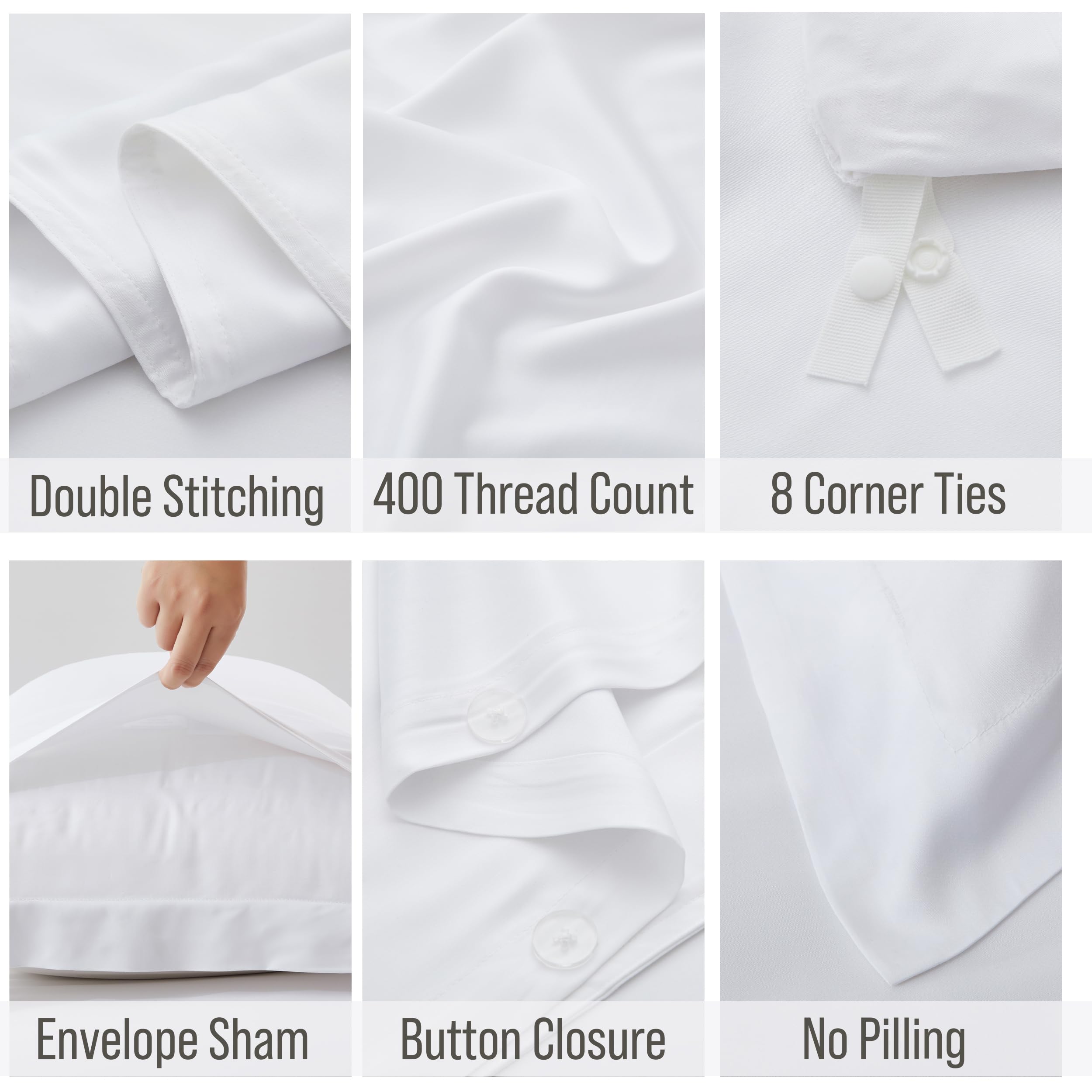 Bella Coterie Luxury King Size Duvet Cover Set | Viscose Made from Bamboo | Organically Grown | Ultra Soft | Cooling | Two Luxury Pillow Shams | 106 x 94 | No Insert [White]