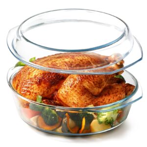 nutriups 4l round glass casserole dish with glass lid, tempered glass, large glass microwave bowls with glass lid