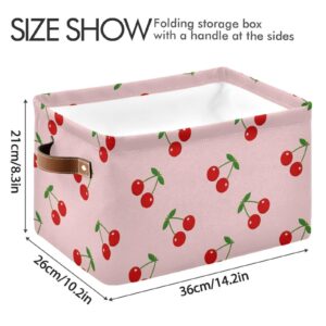 ALAZA Cherry Foldable Storage Box Storage Basket Organizer Bins with Handles for Shelf Closet Living Room Bedroom Home Office 1 Pack