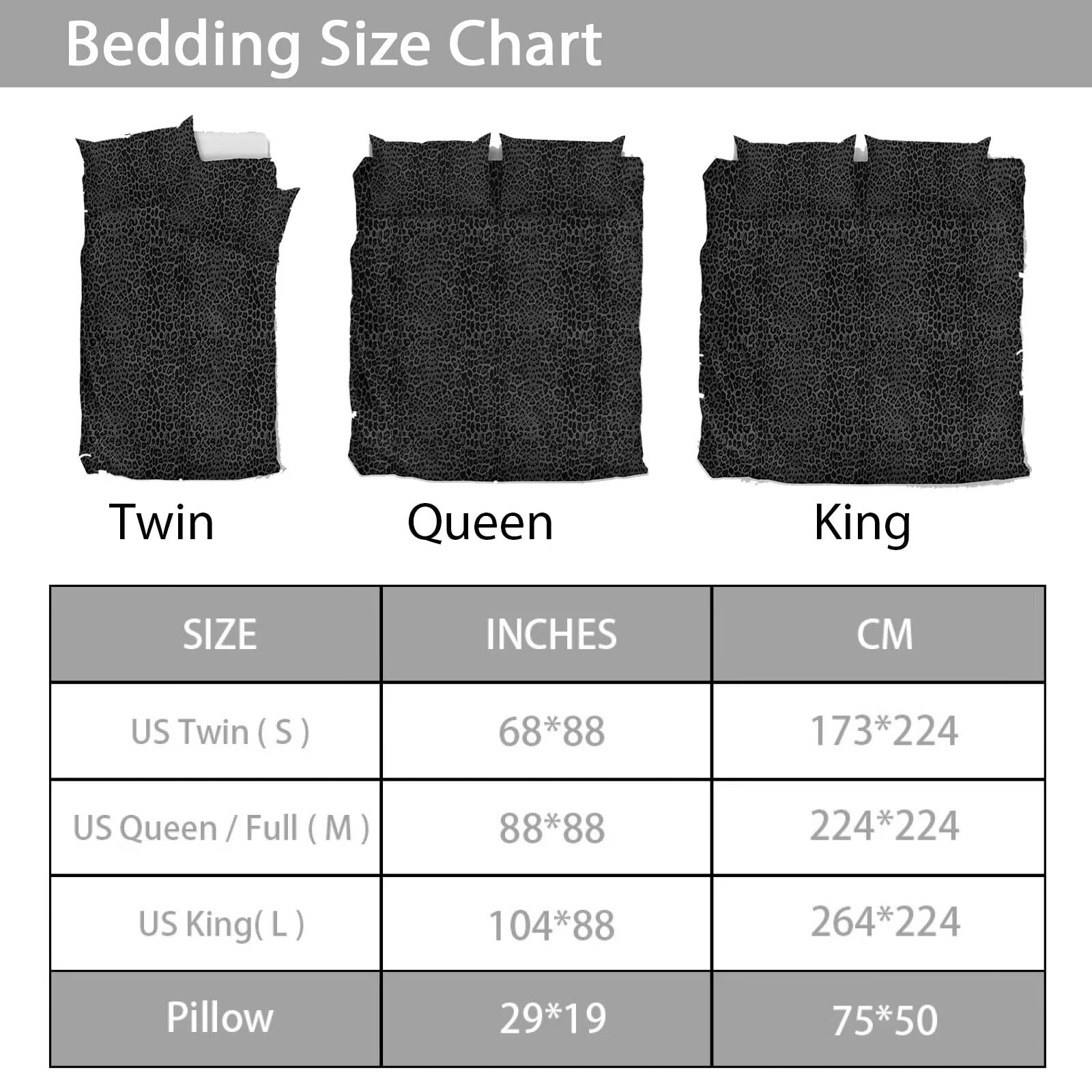 gearider Black Leopard Print Bedroom Decor, 3-Piece Animal Duvet Cover Set with 2 Pillowcase, for All Seasons, Comforter Not Included - Size Queen