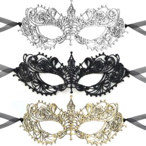 tcotbe 3 pieces lace masquerade mask elastic, women sexy lace masquerade masks, masquerade mask, for halloween, masquerade party, thememed party, venetian party, mardi gras