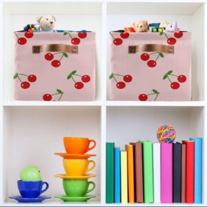 ALAZA Cherry Foldable Storage Box Storage Basket Organizer Bins with Handles for Shelf Closet Living Room Bedroom Home Office 1 Pack