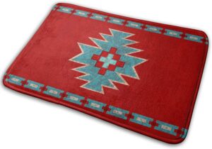 welcome doormats red western southwest mesas entrance door mat,low profile tradition decor welcome mat non-slip carpet rugs floor mat decorative for home bathroom kitchen indoor 17x30 inch