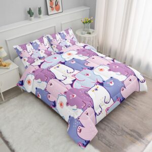 Smell Sunshine Kids Comforter Set Cartoon Bear Printed Pattern Bedding Set with 1 Comforter and 2 Pillowcases for Girls Boys Bedroom All Season(Cartoon Bear Twin)