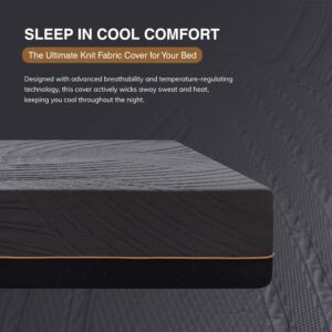 Dyonery King Firm Mattress 14 Inch, Copper Memory Foam Mattress in a Box, Cooling Knit Fabric Cover, CertiPUR-US Certified, Pressure Relief, Made in USA, 76”x80”x14”, Black