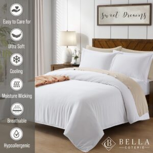 Bella Coterie Luxury King Size Duvet Cover Set | Viscose Made from Bamboo | Organically Grown | Ultra Soft | Cooling | Two Luxury Pillow Shams | 106 x 94 | No Insert [White]