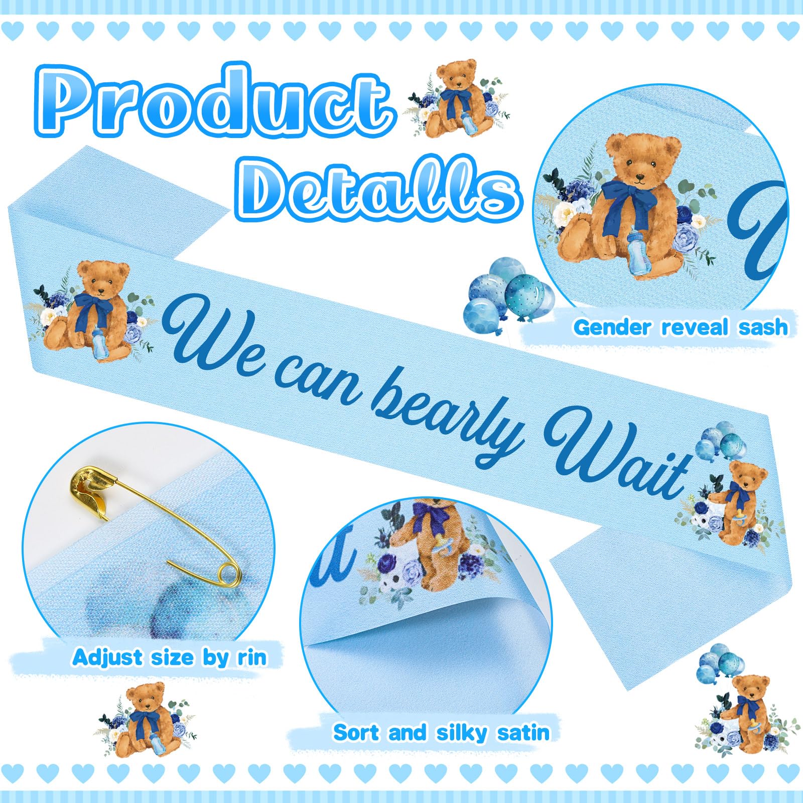 Capoda Bear Theme We Can Bearly Wait Baby Shower Decorations Mom to Be Sash Dad to Be Pin and Flower Crown Headband for Baby Shower Gender Reveal Party Sash for Boys and Girls Pregnancy Props Gifts