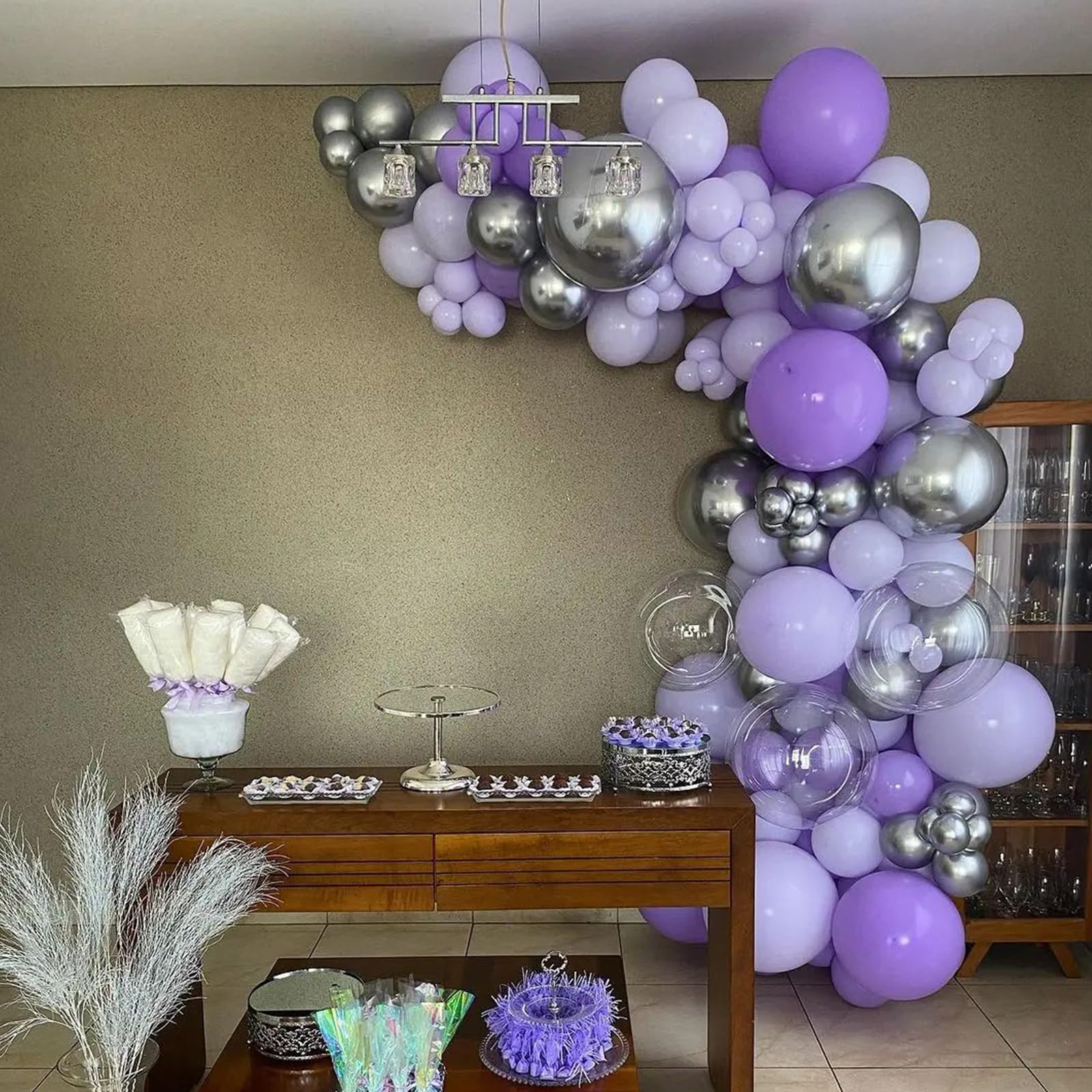 Purple and Silver Balloons, Purple White and Silver Balloons, Silver Confetti Balloons Purple White Latex Balloons for Birthday Baby Shower Wedding Anniversary Graduation Party Supplies