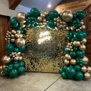 green and gold balloon arch kit 144pcs dark emerald green and metallic gold latex balloons garland for birthday christmas wedding forest theme baby shower party decorations