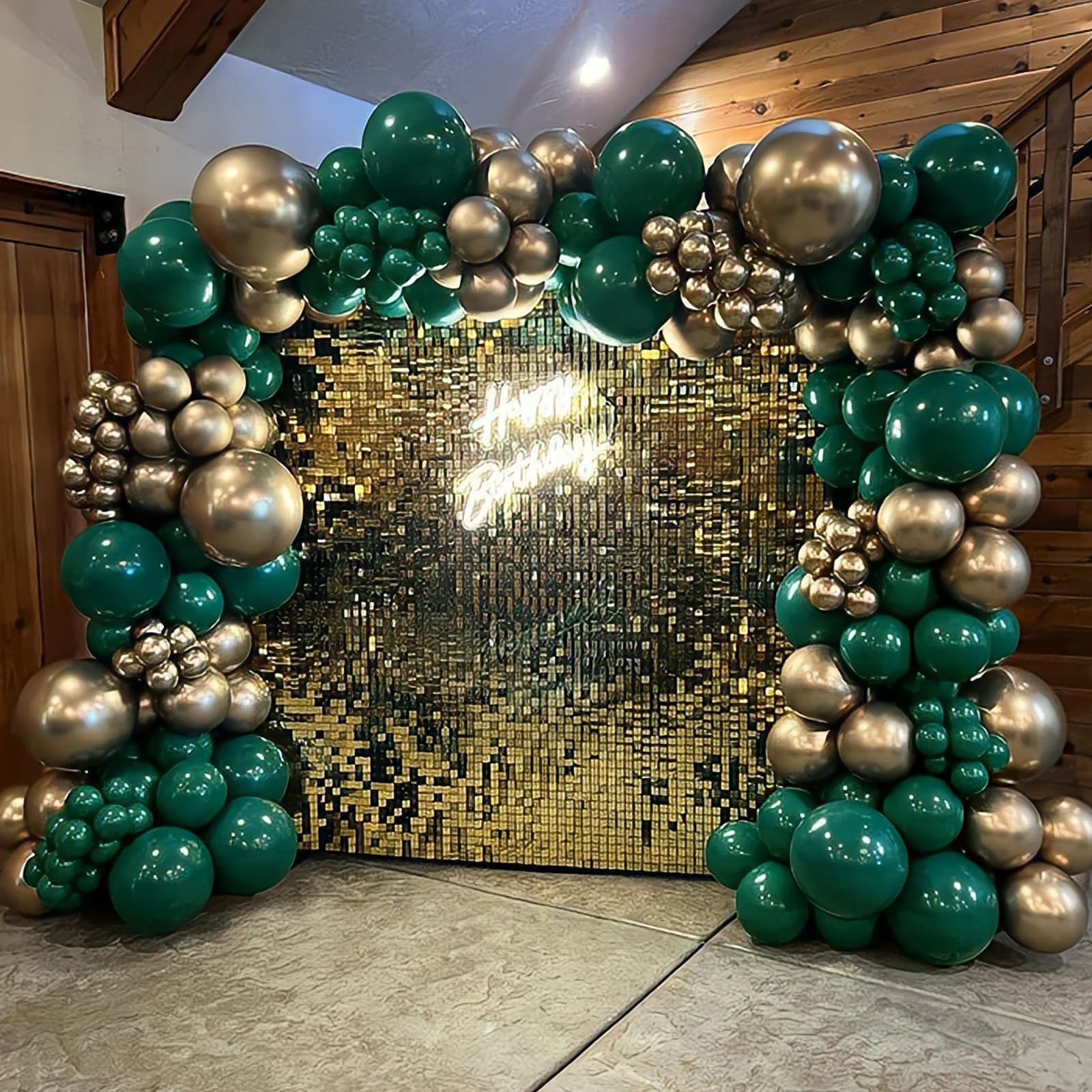 Green and Gold Balloon Arch Kit 144PCS Dark Emerald Green and Metallic Gold Latex Balloons Garland for Birthday Christmas Wedding Forest Theme Baby Shower Party Decorations