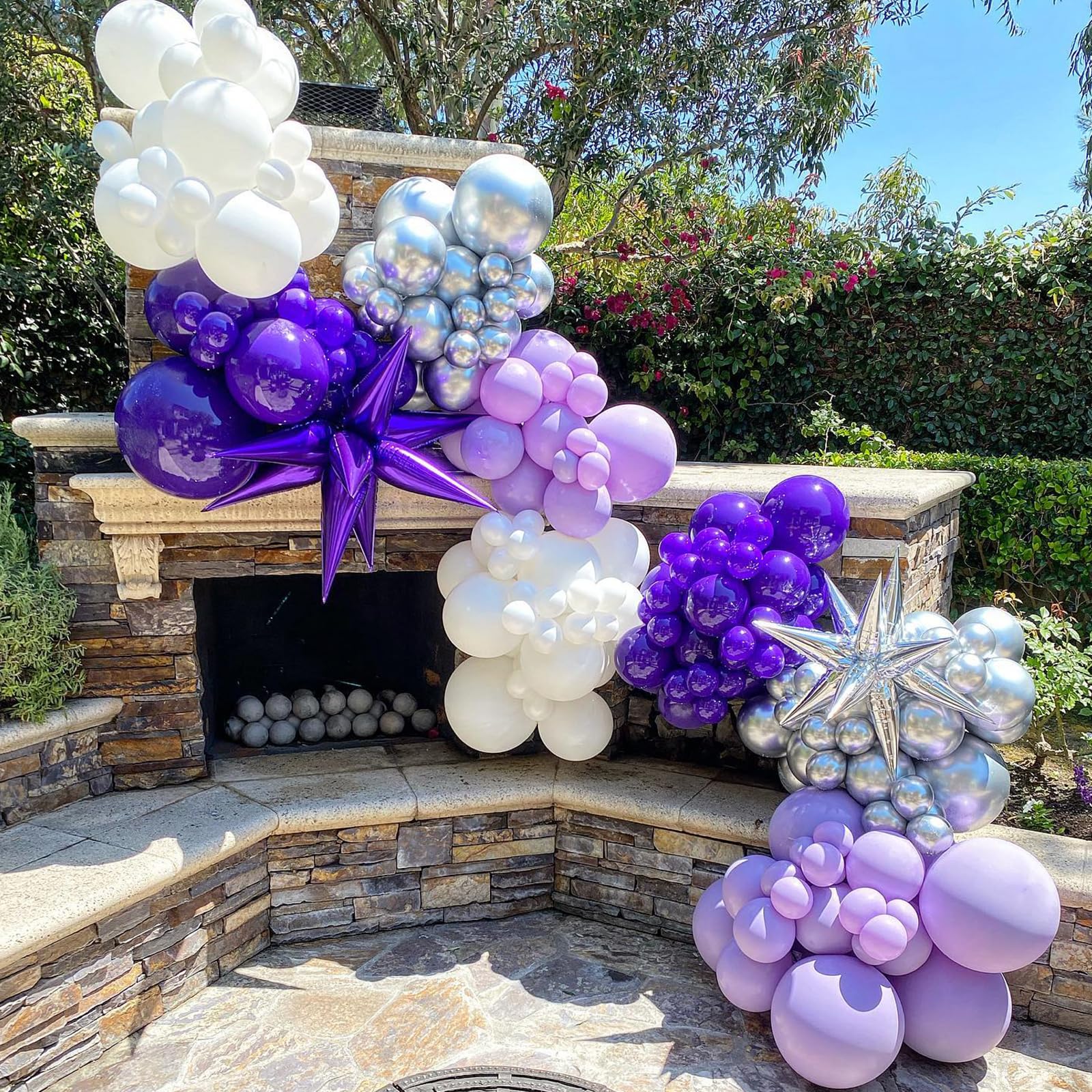 Purple and Silver Balloons, Purple White and Silver Balloons, Silver Confetti Balloons Purple White Latex Balloons for Birthday Baby Shower Wedding Anniversary Graduation Party Supplies