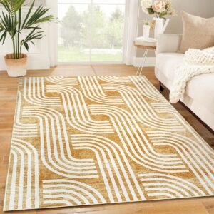 carmio area rug 8x10, machine washable rugs soft living room rugs arch pattern knot modern print area rug non slip indoor floor carpet for bedroom nursery kitchen, coffee