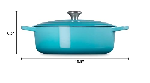 Le Creuset Enameled Cast Iron Signature Round Wide Dutch Oven, 6.75 qt., Caribbean