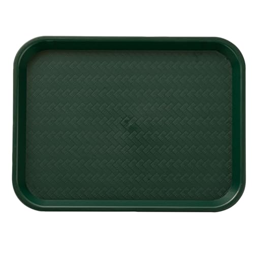 Restaurantware RW Base 10 x 14 Inch Fast Food Tray 1 Sturdy Cafeteria Lunch Tray - Lightweight No Slip Forest Green Plastic Serving Tray Rounded Corners For Restaurants Or Dinner Service