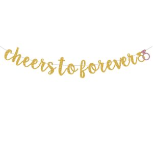 cheers to forever banner for gold gliter engagement/wedding banner/bridal shower party decorations (pre-strung)