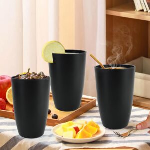 BUSOKIP Wheat Straw Cups 20 OZ Set of 6, Unbreakable Drinking Cups Reusable, Alternative to Plastic Cups Reusable, Dishwasher Safe Cups for Kitchen Water Cups (Black)