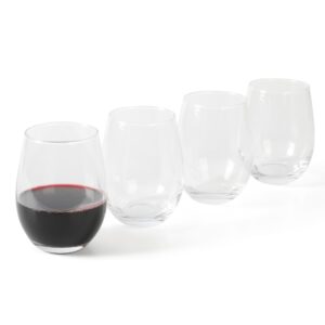 martha stewart farrow 18 oz large stemless multipurpose wine glasses set for red or white wine, set of 4