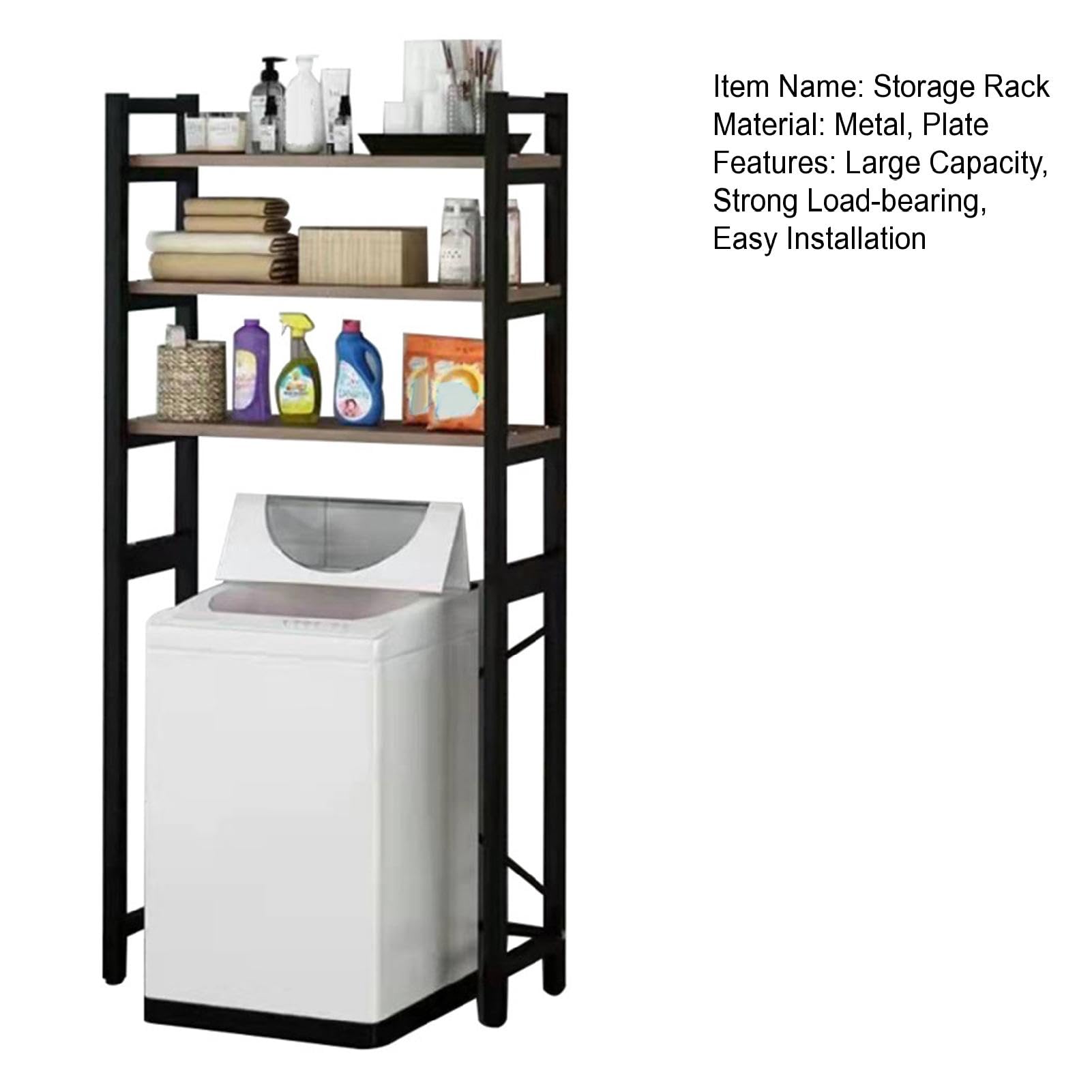 HEVIRGO Over The Toilet Storage 3-Tier Bathroom Organizer Shelves Over Toilet Freestanding Toilet Storage Rack Iron Toilet Stand Laundry Rack (Shipped from The USA) Black