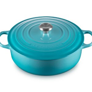 Le Creuset Enameled Cast Iron Signature Round Wide Dutch Oven, 6.75 qt., Caribbean